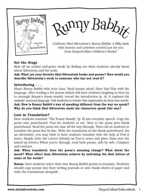 Runny Babbit Pdf Poetry Writing