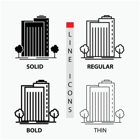 Building Green Plant City Smart Icon In Thin Regular Bold Line And Glyph Style Vector