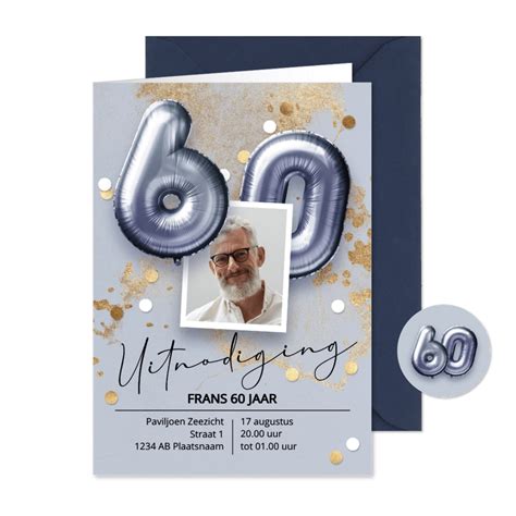Uitnodiging Verjaardag 60 Jaar Ballonnen Man Kaartje2go