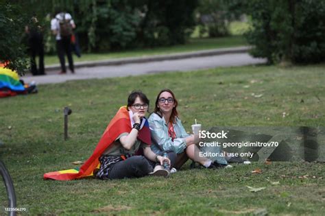 성소수자 권리 레즈비언 게이 트랜스젠더 및 양성애자를 지원하는 연례 Lgbt 소피아 프라이드 행사에 참여하는 사람들은 14 번째