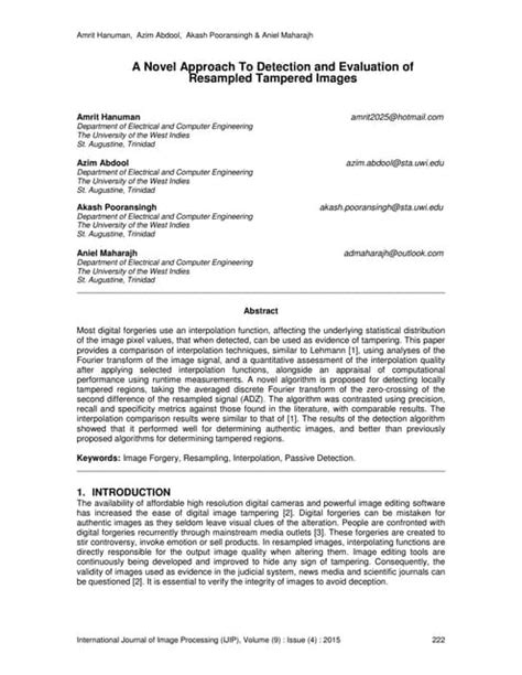 A Novel Approach To Detection And Evaluation Of Resampled Tampered