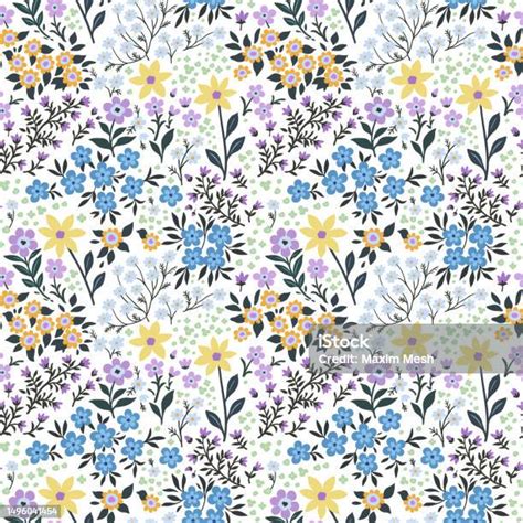 원활한 패턴 흰색 바탕에 낭만적인 추상적인 꽃무늬 다양한 색상의 꽃 그림 0명에 대한 스톡 벡터 아트 및 기타 이미지 0명 꽃 나무 꽃 식물 Istock