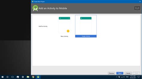 No More Default Template Showing While Creating A New Android Project
