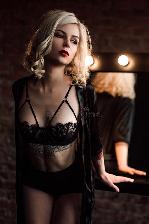 Beautiful Fashion Model And Passhionate Blonde Woman With Red Lips