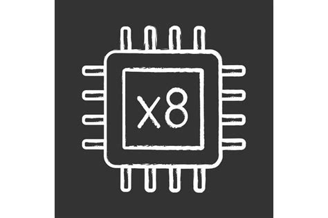 Octa Core Processor Chalk Icon