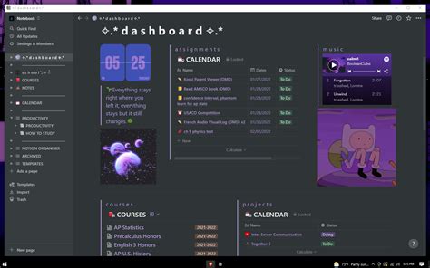 my notion dashboard r notion
