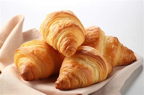 Premium Ai Image White Background Isolates Fresh Croissants