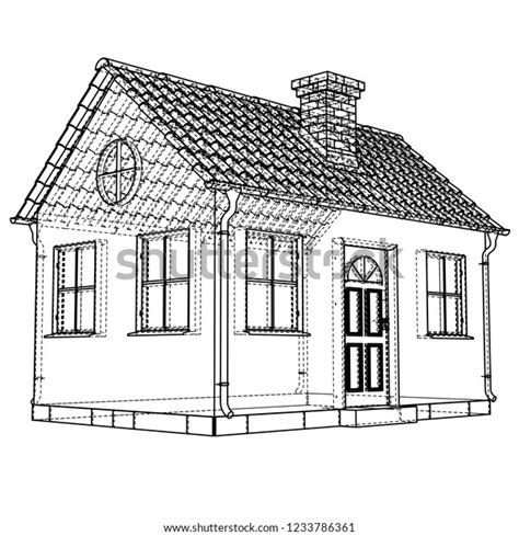 Private House Sketch Vector Rendering 3d Stock Vector Royalty Free