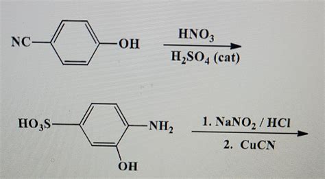 Solved Nc Oh Hno H2so4 Cat Hos Nh2 1 Nano2 Hci 2 Cucn Oh