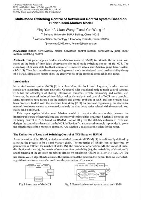 Multi Mode Switching Control Of Networked Control System Based On