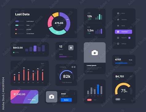 Ui Elements For Dashboard Design In Dark Colors Use Design For Web Application Desktop App
