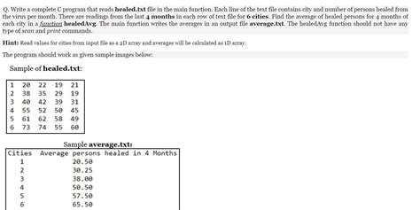 Solved Q Write A Complete C Program That Reads Healedtxt