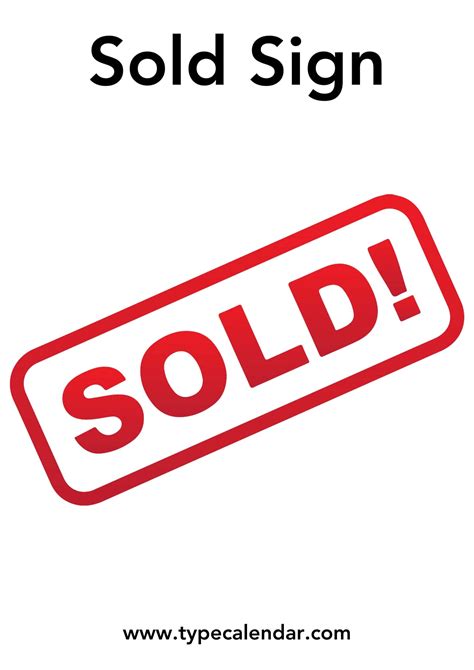 Free Printable Sold Sign Templates [PDF, Word] For Sale