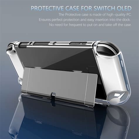VGTIME Nintendo Switch OLED Hard Clear Case Protective Cover Shell Screen Tempered Glass Film