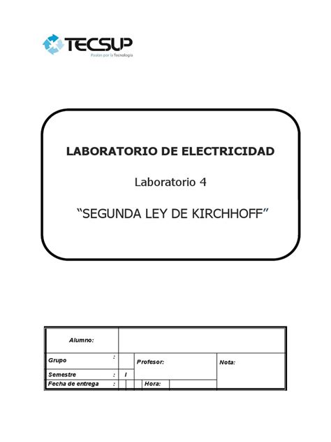 Lab 4 Segunda Ley De Kirchhoff 2020 06 30 Descargar Gratis Pdf