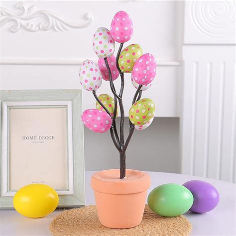 Easter Decorations Clearance， Creative Easter Eggs Trees Colorful Easter Egg Decor Outdoor