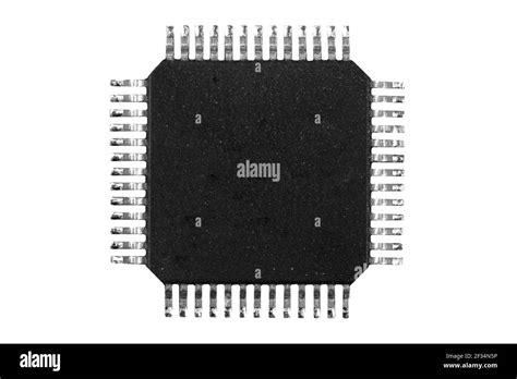 Macro Shot Microchip Isolated On White Background Computer Hardware