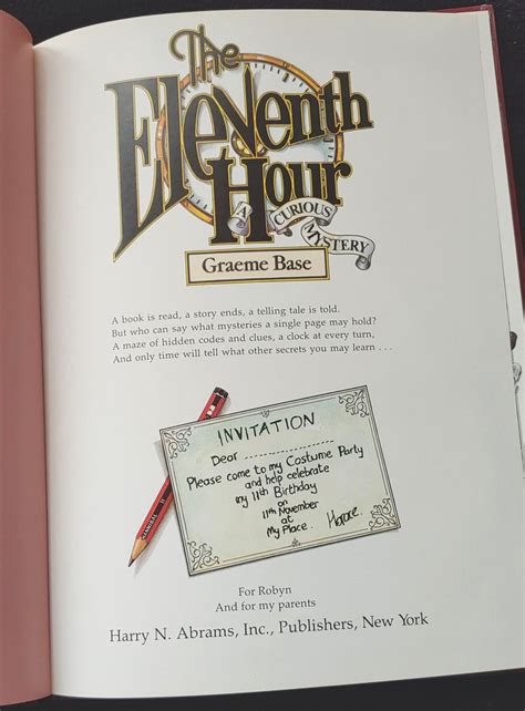 The Eleventh Hour Curious Mystery 1989 By Graeme Base Vintage