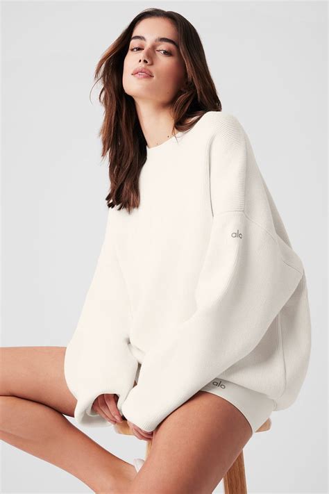 Scholar Crew Neck Sweater Ivory Ivory S Solid Sweatshirt