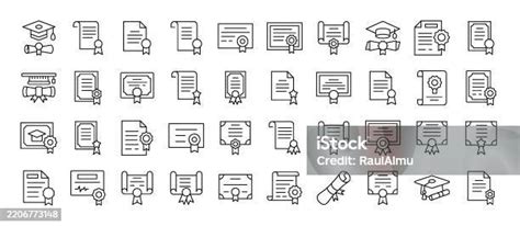 수상 디플로마 얇은 아이콘의 인증서 번들 편집 가능한 스트로크 웹 사이트 책 카드 앱에 적합 Championship에 대한 스톡 벡터 아트 및 기타 이미지 Istock