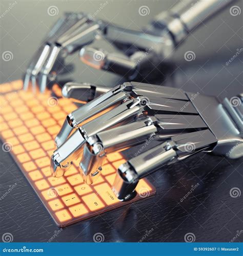 Robot Typing On Keyboard Stock Image Image Of Compact 59392607