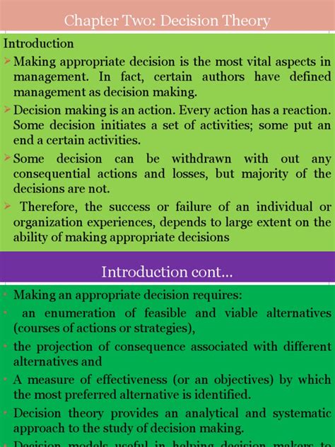 Chapter 5 Decision Theory Pdf Decision Making Mathematical And