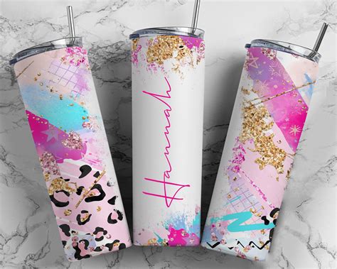 Tumbler Wrap Bundle Add Your Own Name Text Bright Abstract Etsy