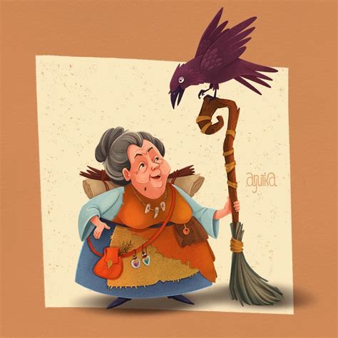 Иллюстрация Бабушка Яга в стиле книжная графика компьютерная