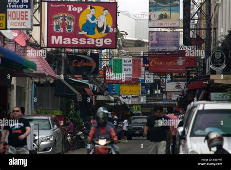 Street Bars And Massage Parlor On A Small Soi In Pattaya Thailand