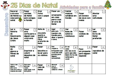 Ldeweese 25 Dias De Natal Atividades Para A Família