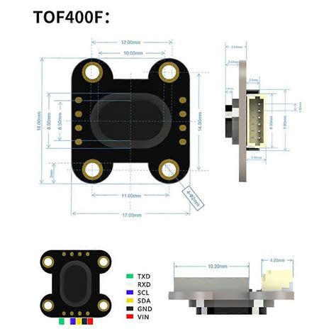 Tof400f Distance Sensor Module 4m Distance Modbus Iic Serial Port