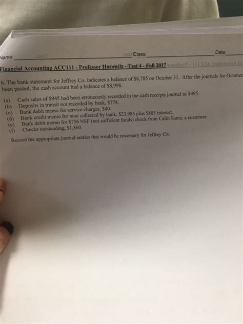 solved name class date ancial accounting acci 11 professor