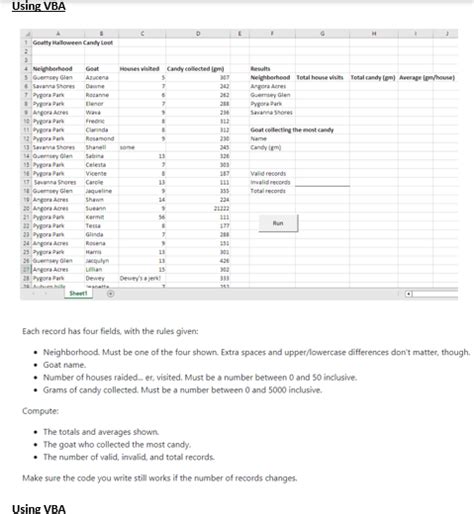 Solved Using Vba Each Record Has Four Fields With The Rules