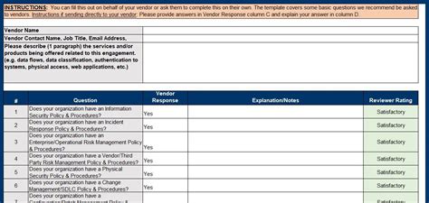 Vendor Security Questionnaire Template Ncejomunicipaldechinu