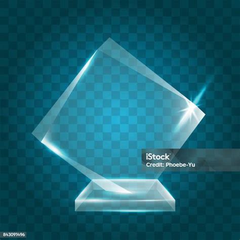 투명 하 게 빛나는 빈 벡터 아크릴 크리스탈 유리 트로피 수상 서식 파일 3차원 형태에 대한 스톡 벡터 아트 및 기타 이미지 3차원 형태 결정체 경기 스포츠 Istock
