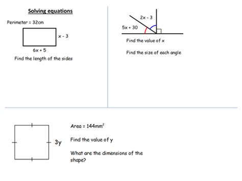 Solving Equations Involving Shape Teaching Resources