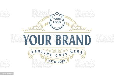 빈티지 레트로 장식 테두리 프레임 로얄 배지 엠블럼 스탬프 라벨 리본 로고 디자인 벡터 문신에 대한 스톡 벡터 아트 및 기타 이미지 문신 이발소 로고 Istock