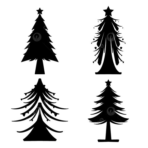 Christmas Tree Sketch Black And White Pine Tree Silhouette Christmas Tree Christmas