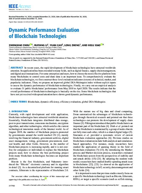 Pdf Dynamic Performance Evaluation Of Blockchain Technologies