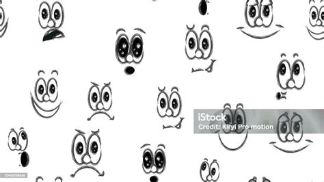 다양 한 흑백 감정의 질감 원활한 패턴 기쁨 미소 분노 기쁨 불만 웃 긴 재미 놀라움 기쁨 어린이 감정 가진 사람들의 집합입니다 벡터 귀여운에 대한 스톡 벡터 아트 및 기타