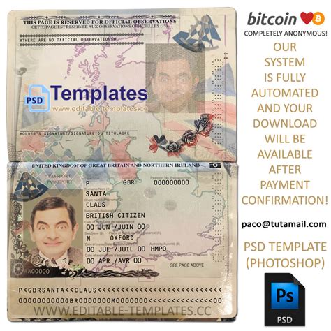 Uk Passport New Version With Hologram Template Editable Templates