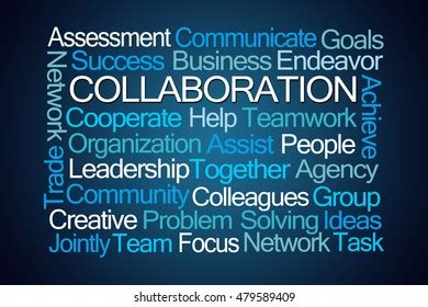 Collaboration Word Cloud On Blue Background Stock Illustration Shutterstock