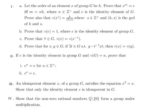 solved i a let the order of an element x of group g be h