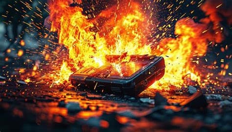 Exploding Pager Engulfed In Flames High Intensity Action Scene Stock Image Image Of Exploding Pager Engulfed In Flames High Intensity Action Scene Stock Image Image Of