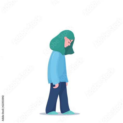 Cartoon Sad Girl Walking