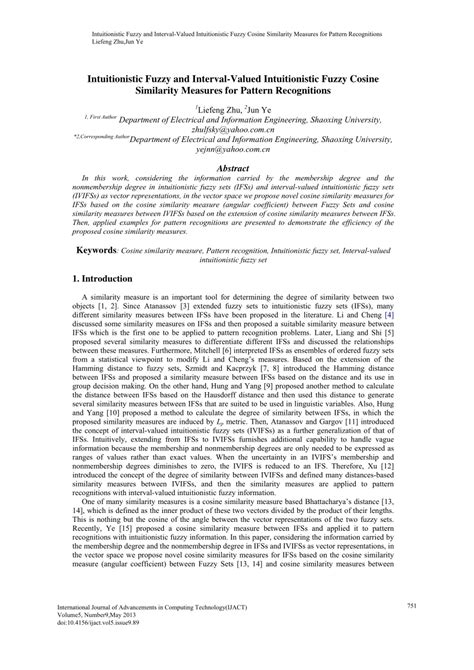 Download Pdf Intuitionistic Fuzzy And Interval Valued Intuitionistic Fuzzy Cosine Similarity