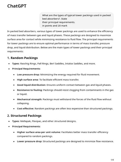 What Are The Types Of Typical Tower Packings Used In Packed Bed Absorbers Pdf Liquids