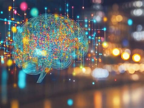 Digital Representation Of A Glowing Brain Constructed With Multicolored