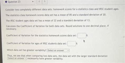 Solved Consider Two Completely Different Data Sets Homework Chegg
