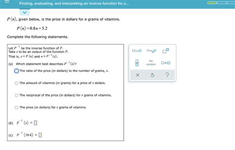 Solved Finding Evaluating And Interpreting An Inverse